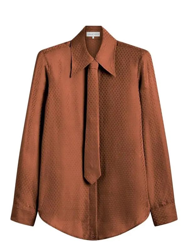 Scanlan Theodore Silk Chain Jacquard Tie Shirt - Spice