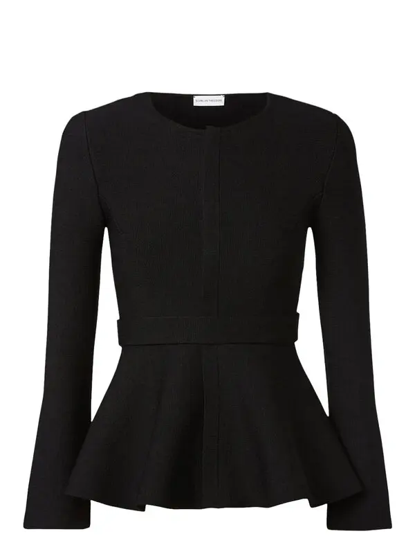 Scanlan Theodore Crepe Knit Ruffle Jacket - Black