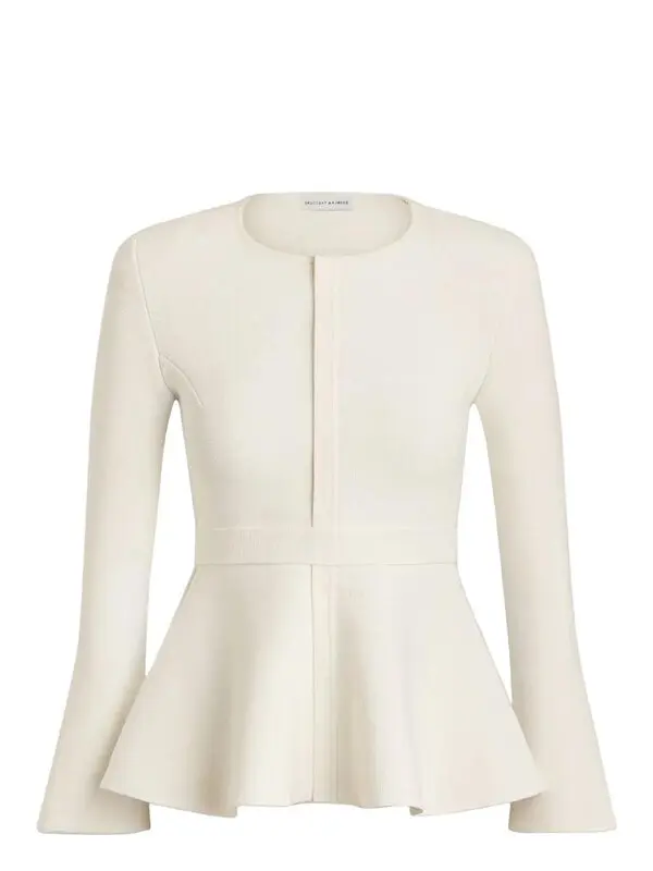 Scanlan Theodore Crepe Knit Ruffle Jacket - Cream