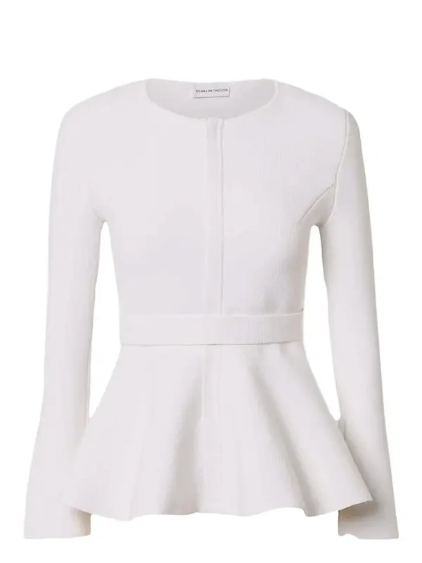 Scanlan Theodore Crepe Knit Ruffle Jacket - White