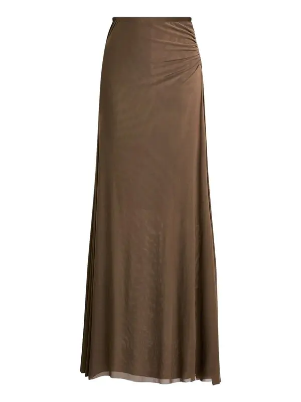 Scanlan Theodore Mesh Draped Maxi Skirt - Camel