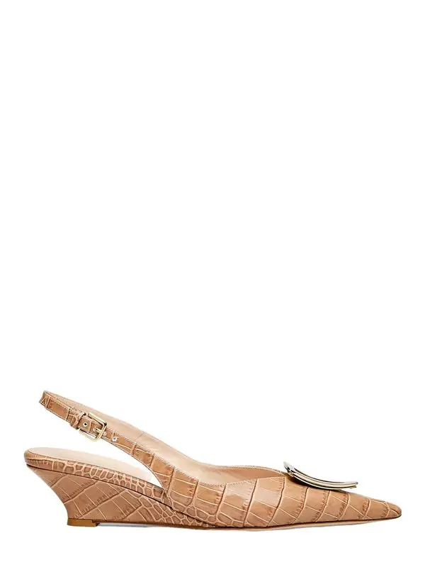 Scanlan Theodore Triangle Frame Wedge Slingbacks - Honey
