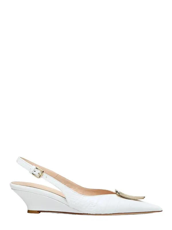 Scanlan Theodore Triangle Frame Wedge Slingbacks - White