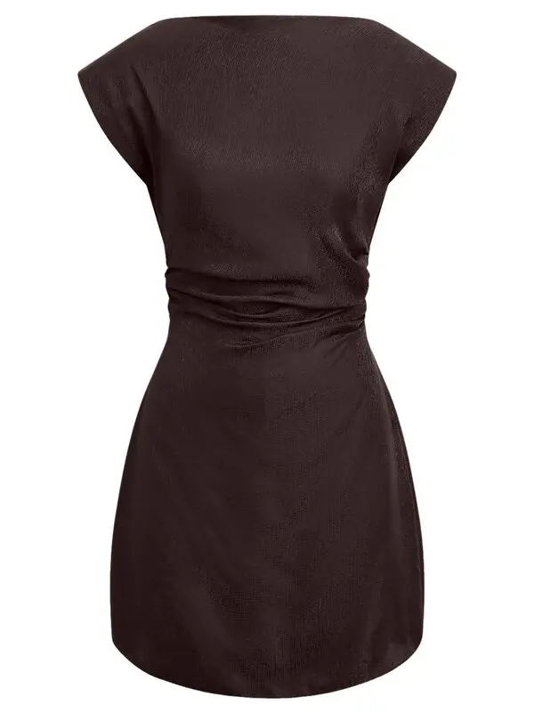 Scanlan Theodore Silk Jacquard Mini Dress - Espresso