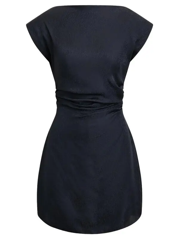 Scanlan Theodore Silk Jacquard Mini Dress - Navy