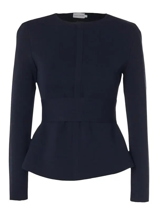 Scanlan Theodore Crepe Knit Curved Hem Jacket - Navy