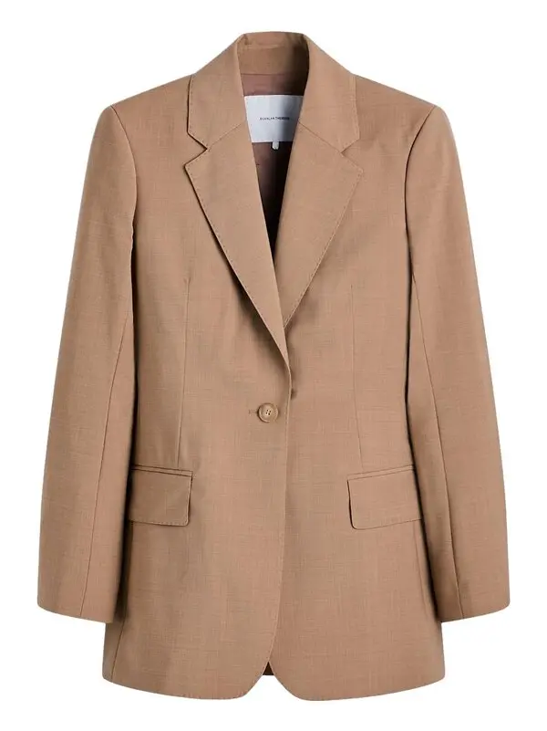 Scanlan Theodore Single Breasted Wool Blend Jacket - Biscuit