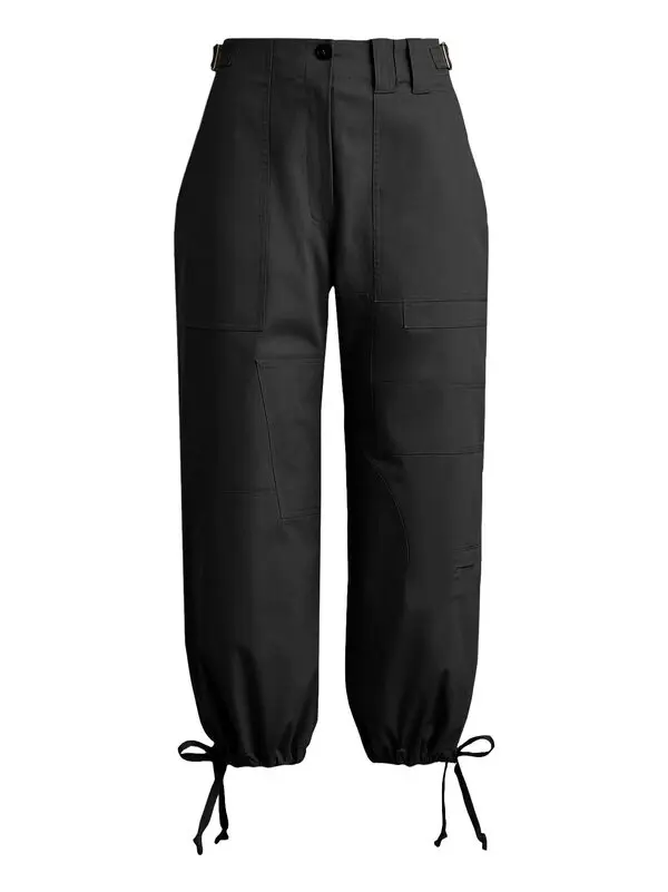 Scanlan Theodore Cotton Sateen Cropped Cargo Trousers - Black