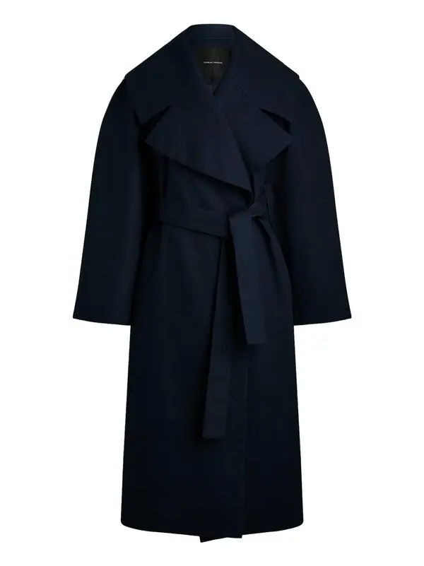 Scanlan Theodore Double Cotton Portrait Neck Trench Coat - Midnight.navy