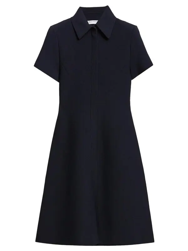Scanlan Theodore Crepe Knit Mini Zip Shirt Dress - Navy