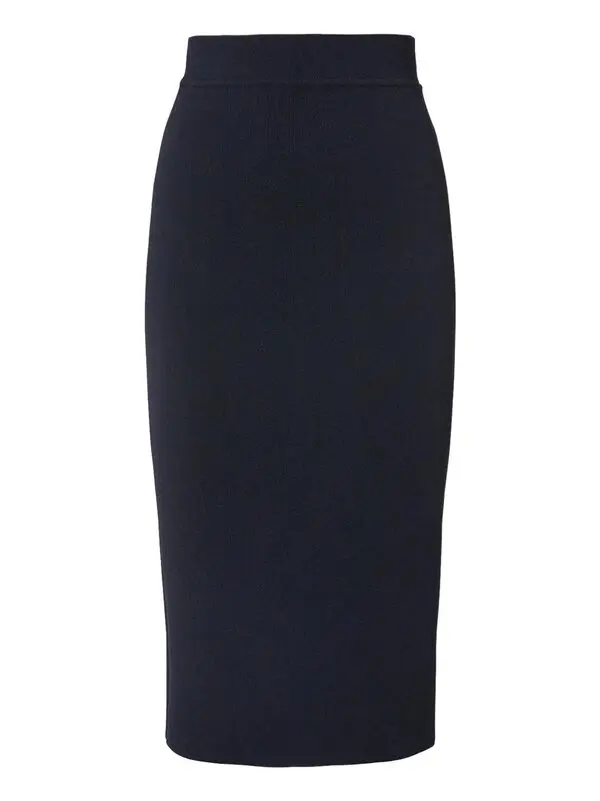 Scanlan Theodore Crepe Knit Slit Back Skirt - Navy