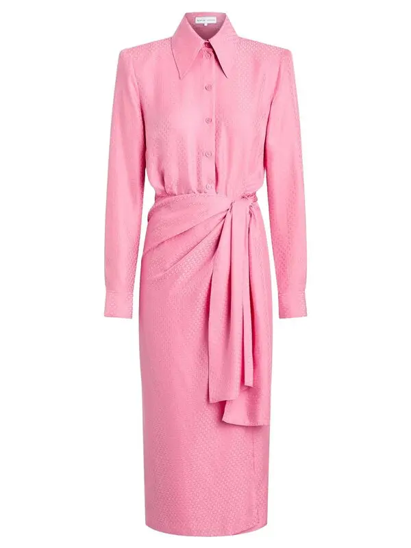 Scanlan Theodore Silk Chain Jacquard Wrap Dress - Pink