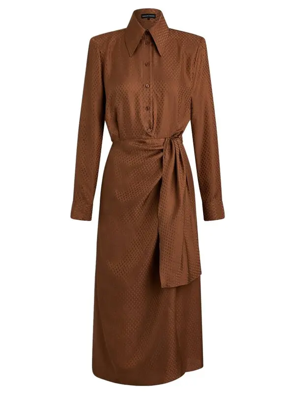 Scanlan Theodore Silk Chain Jacquard Wrap Dress - Spice