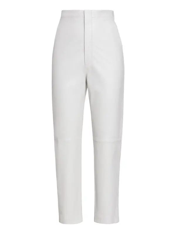 Scanlan Theodore Leather Slim Crop Trousers - Creme