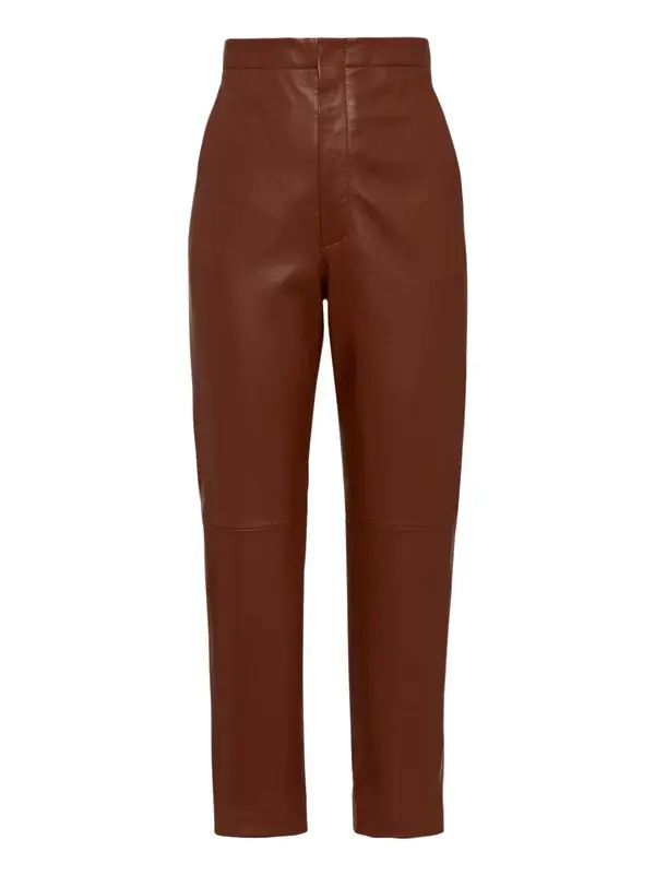 Scanlan Theodore Leather Slim Crop Trousers - Tan