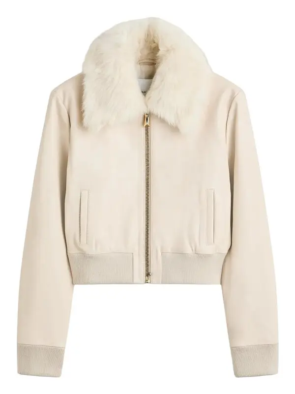 Scanlan Theodore Toscana Collar Leather Bomber - Bone