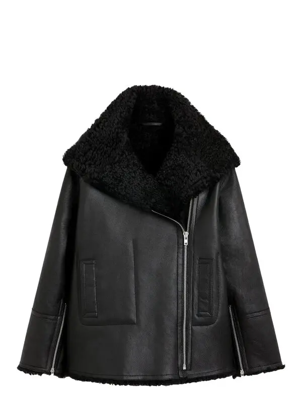 Scanlan Theodore Shearling Trapeze Jacket - Black