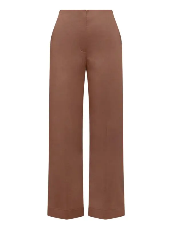 Scanlan Theodore Sateen Cropped Wide Leg Trousers - Mocha