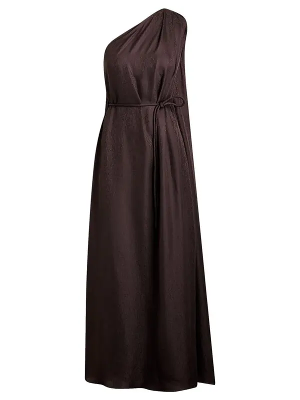Scanlan Theodore Silk Jacquard One-shoulder Dress - Espresso