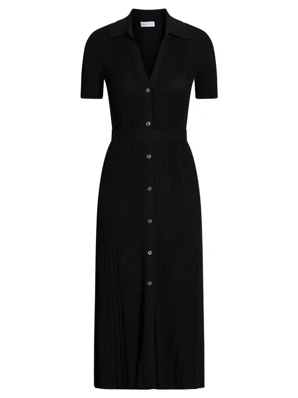 Scanlan Theodore Pleated Rib Placket Dress - Black