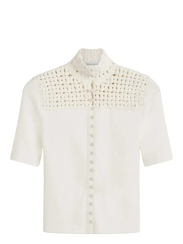 Scanlan Theodore Crepe Knit Daisy Top - Cream