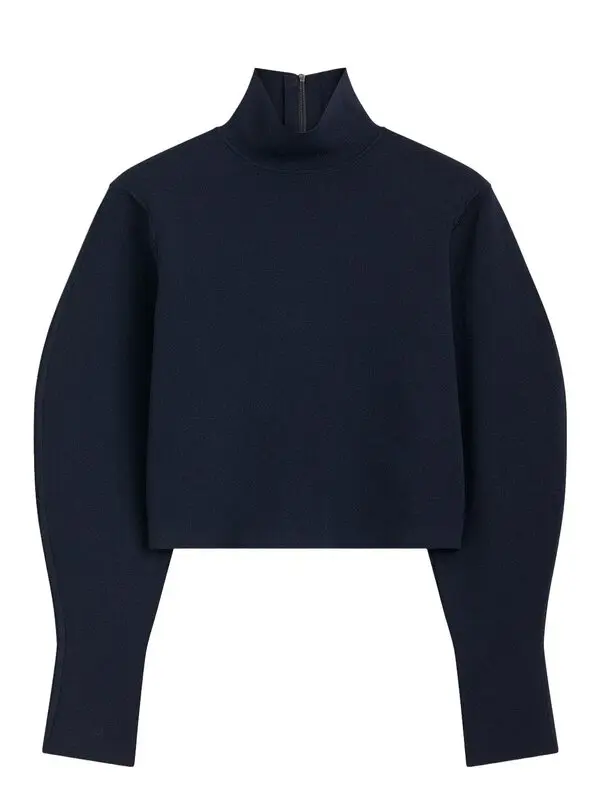 Scanlan Theodore Crepe Knit Cocoon Sleeve Sweater - Navy