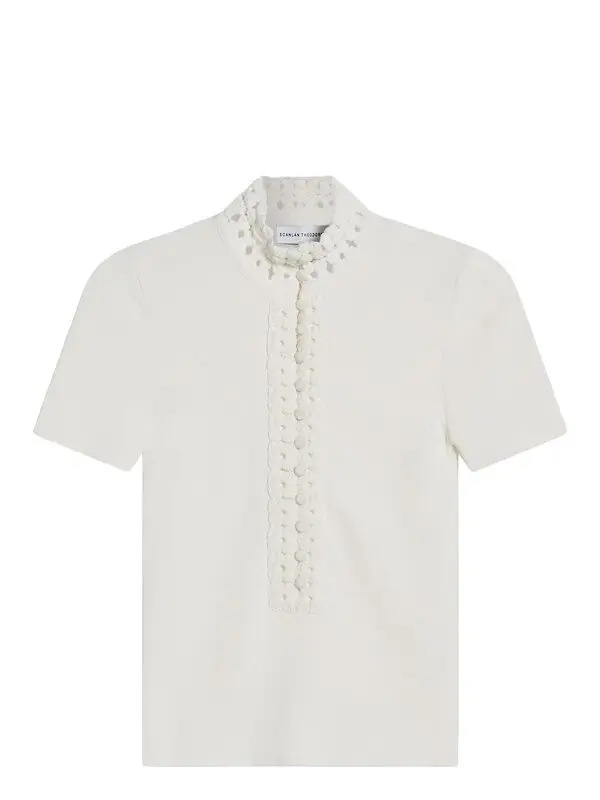 Scanlan Theodore Crepe Knit Daisy Short Sleeve Top - Cream