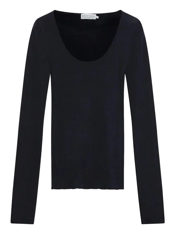 Scanlan Theodore Babywool Scoop Neck Top - Navy