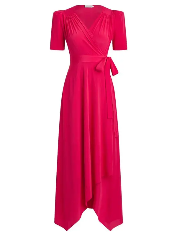 Scanlan Theodore Silk Gather Sleeve Dress - Raspberry