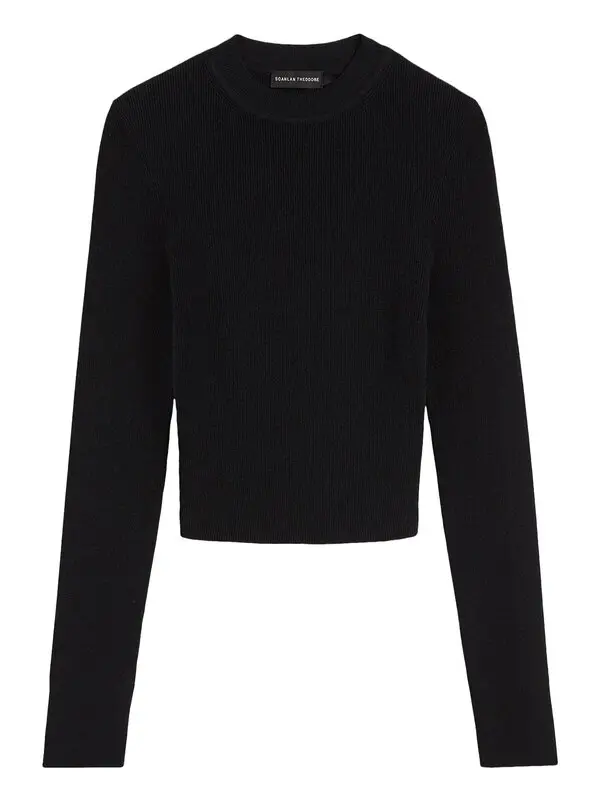 Scanlan Theodore Crepe Knit Crew Neck Sweater - Black