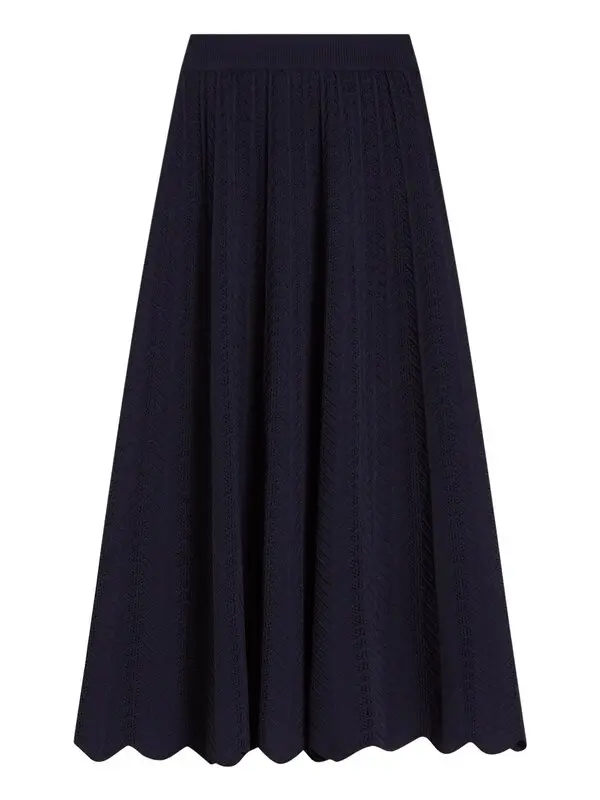 Scanlan Theodore Pleat Lace Midi Skirt - Navy