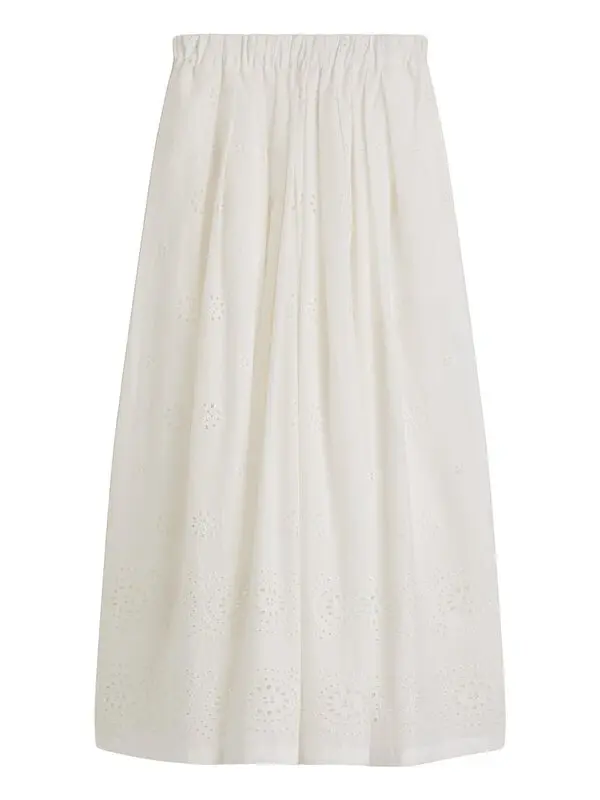Scanlan Theodore Embroidered Cotton Blend Midi Skirt - White