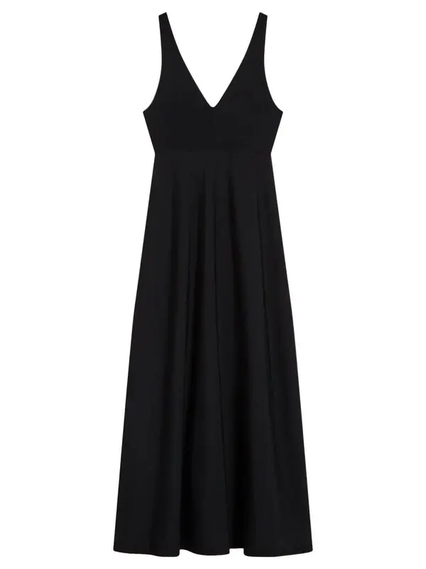 Scanlan Theodore Crepe Knit V-neck Midi Dress - Black
