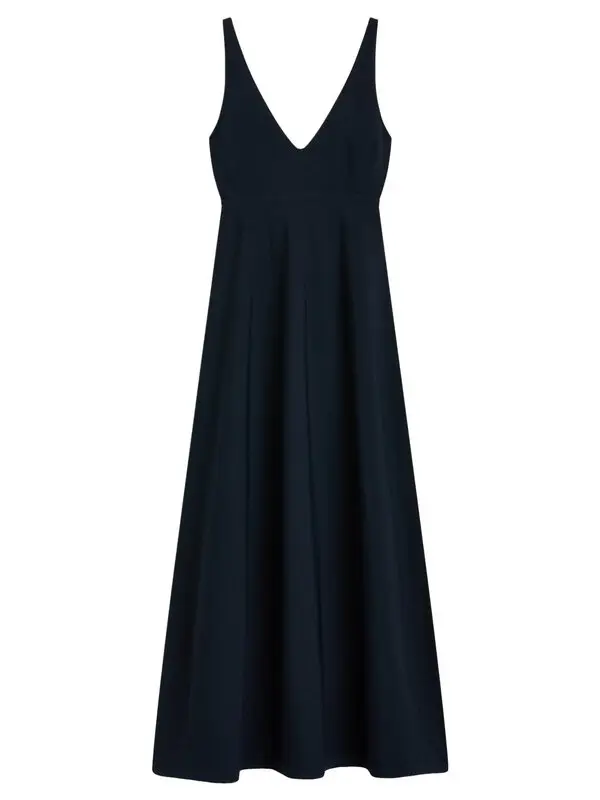 Scanlan Theodore Crepe Knit V-neck Midi Dress - Navy