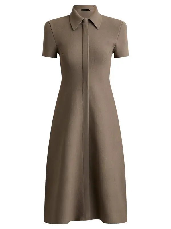 Scanlan Theodore Crepe Knit Zip Shirt Dress - Army