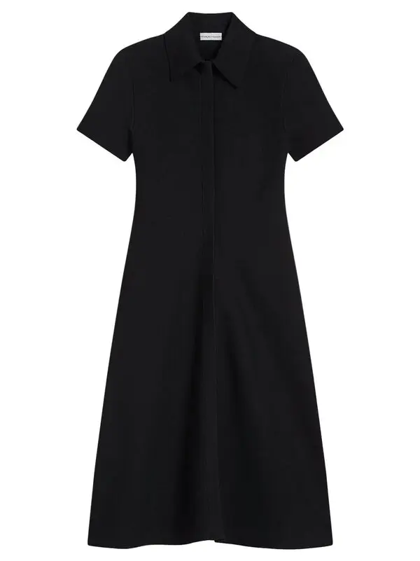 Scanlan Theodore Crepe Knit Zip Shirt Dress - Black