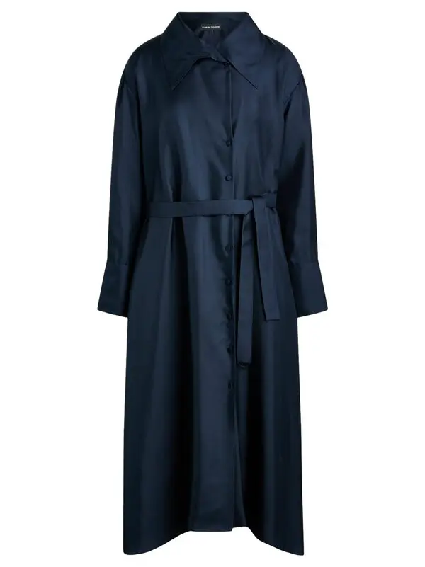 Scanlan Theodore Silk Twill Shirt Dress - Navy