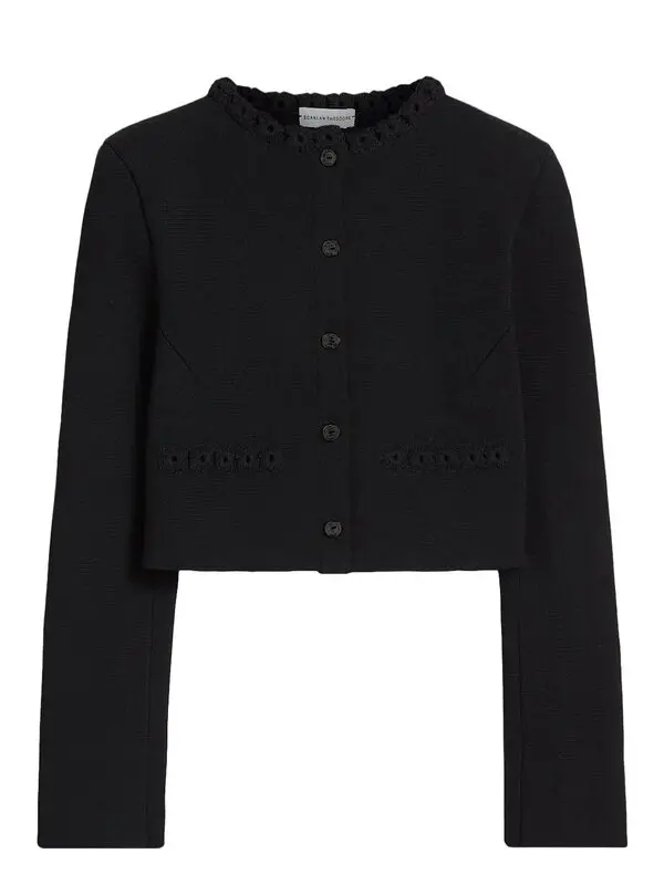 Scanlan Theodore Crepe Knit Daisy Crop Jacket - Black