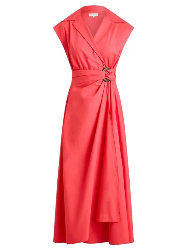 Scanlan Theodore Parachute Cotton Wrap Dress - Geranium