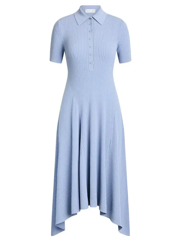 Scanlan Theodore Pleated Rib Shirt Dress - Pale Blue