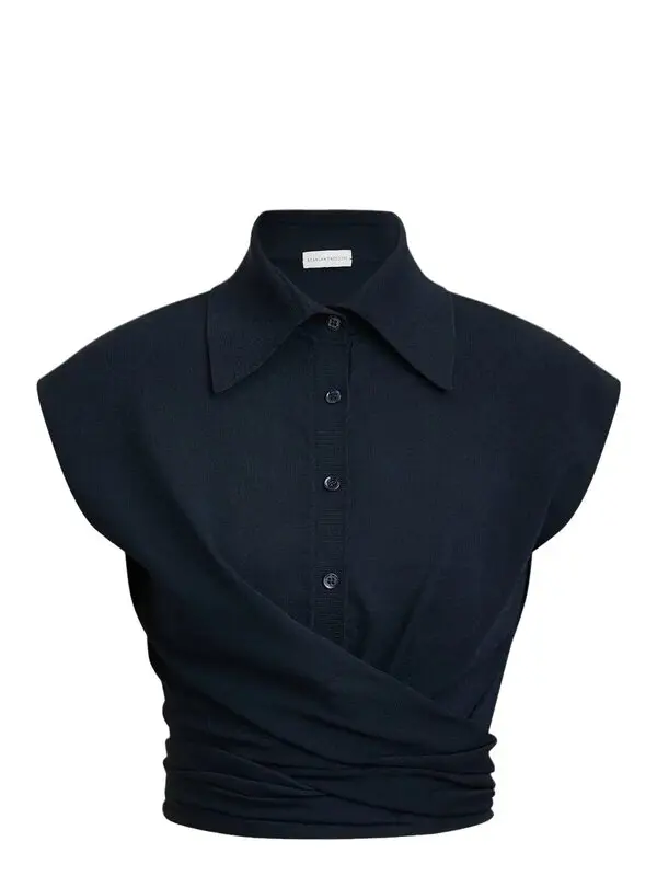 Scanlan Theodore Crepe Knit Wrap Shirt - Navy