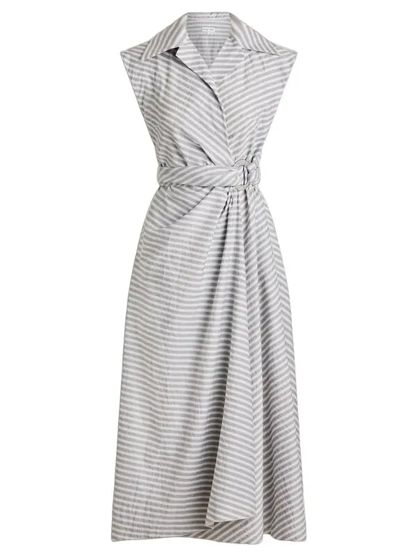 Scanlan Theodore Stripe Cotton Wrap Dress - Grey