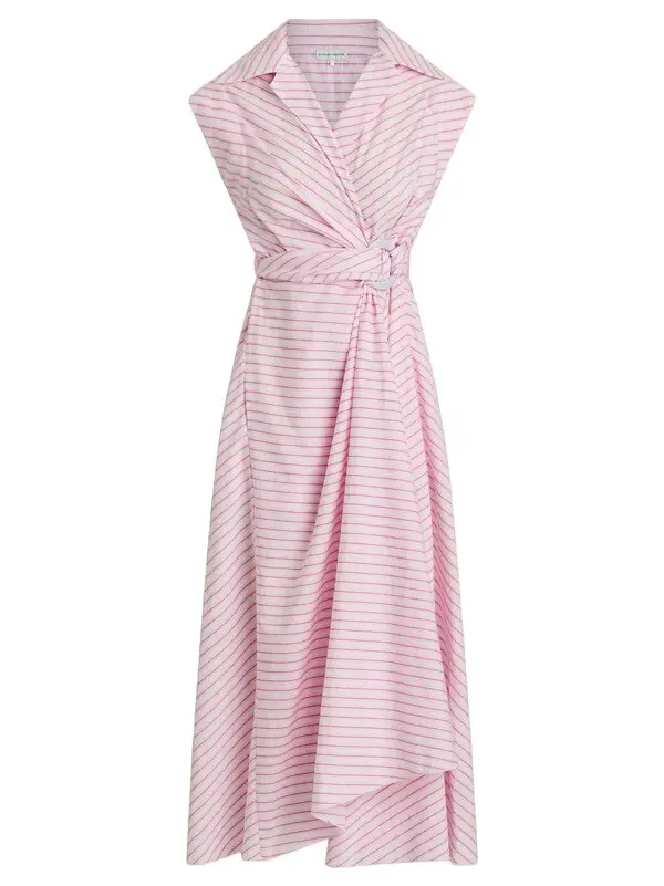 Scanlan Theodore Stripe Cotton Wrap Dress - Pink