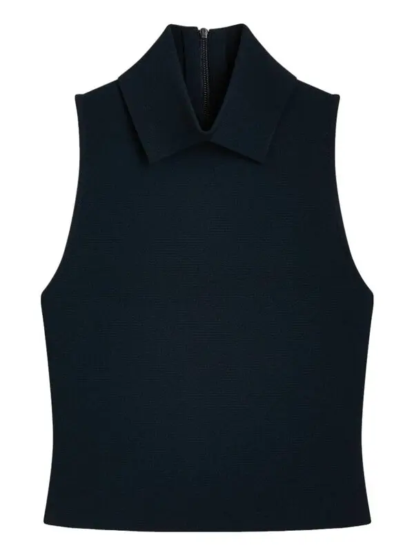 Scanlan Theodore Crepe Knit Sleeveless Top - Navy