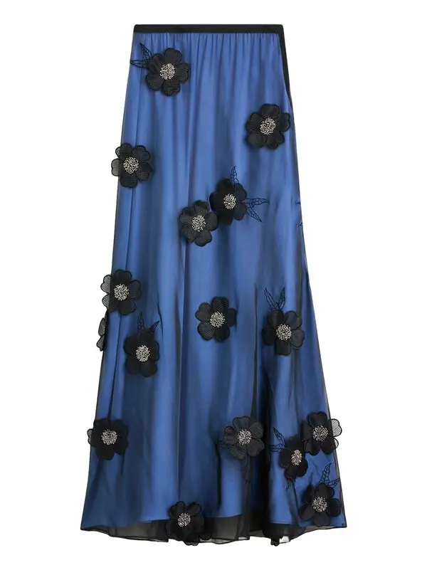 Scanlan Theodore Poppy Beaded Full Length Skirt - Black
