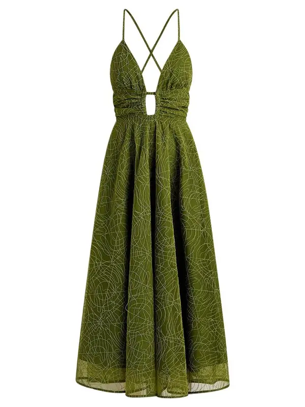 Scanlan Theodore Cornelli Gather A-line Dress - Olive Green
