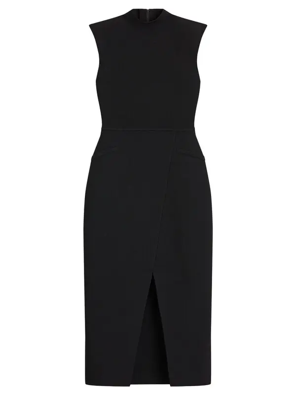 Scanlan Theodore Crepe Knit Milano Sleeveless Midi Dress - Black