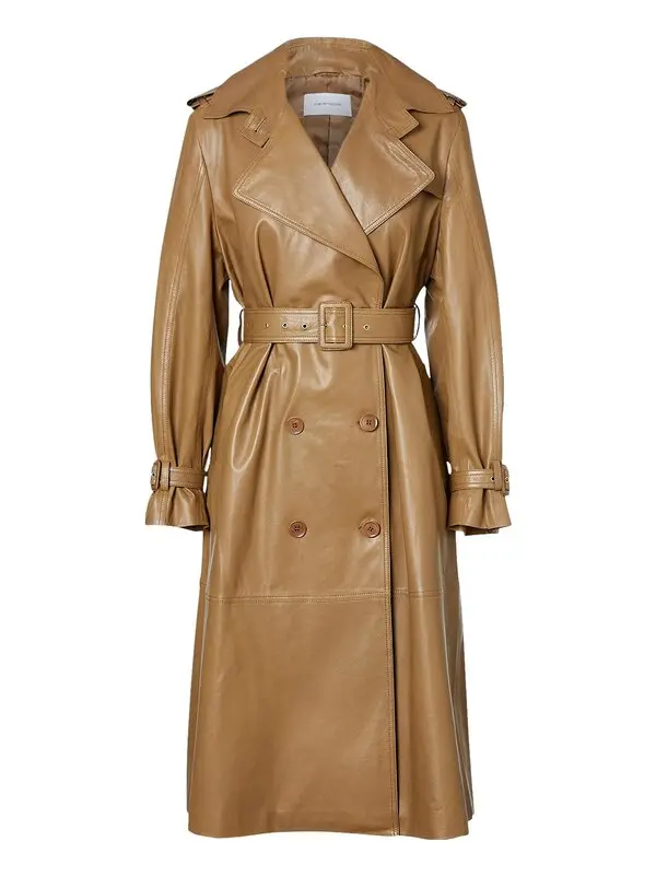 Scanlan Theodore Leather Trench Coat - Camel