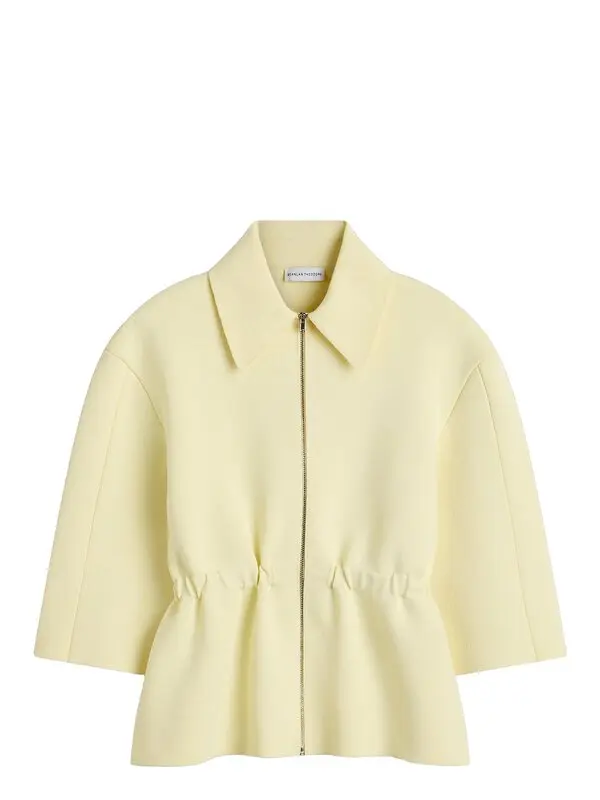 Scanlan Theodore Crepe Knit Peplum Jacket - Citron