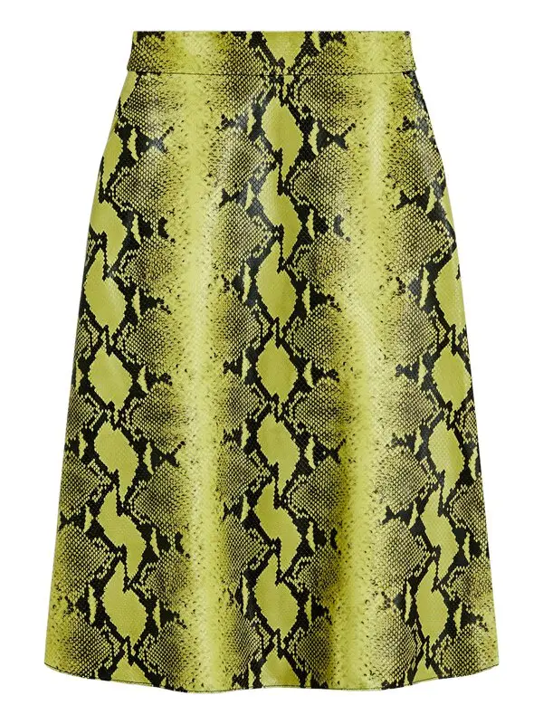 Scanlan Theodore Leather Reptile A-line Skirt - Vert